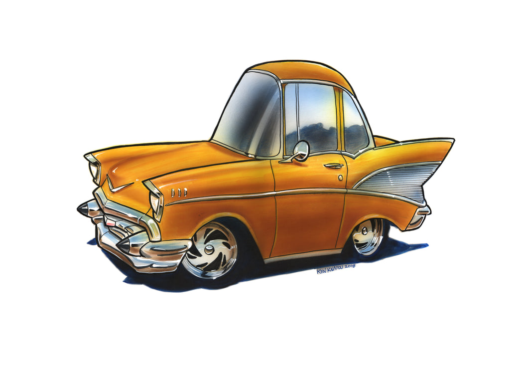 57 Chevy color - 12 x 16 – Auto Tooned